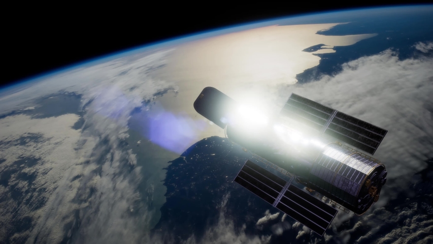 Hubble Space Telescope Orbiting Earth. Stock Footage Video (100% ...