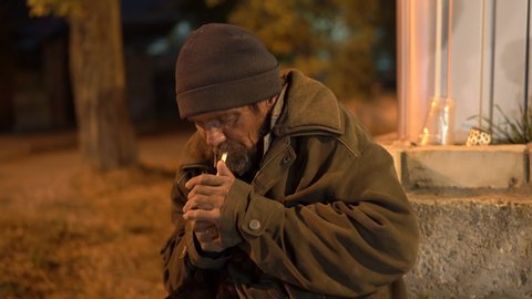 Homeless Sick Man Smiles While Telling Stock Footage Video (100% ...