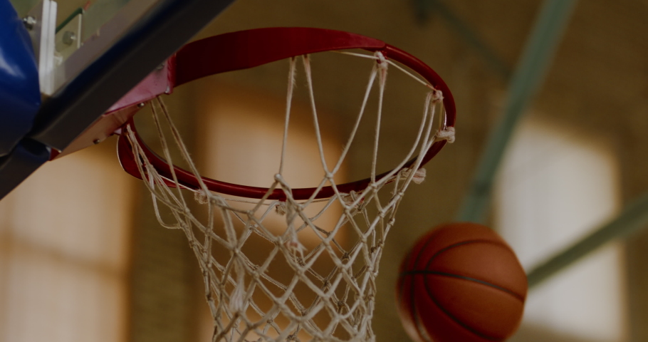 upward view basketball going through hoop Stock Footage Video (100% ...