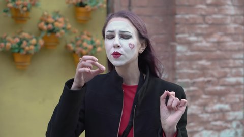 Mime Imitates Eating Food Knife Fork Stock Footage Video (100% Royalty ...