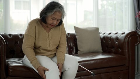 Senior Adult Painful Expression Serious Legs Stock Footage Video (100% ...