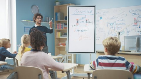 elementary school science teacher uses interactive Stock Footage Video ...