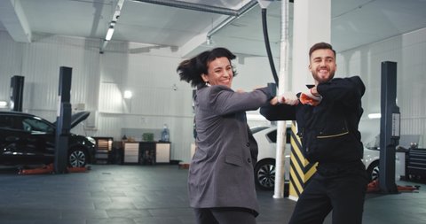 Attractive Office Worker Lady Garage Mechanic Stock Footage Video (100% ...