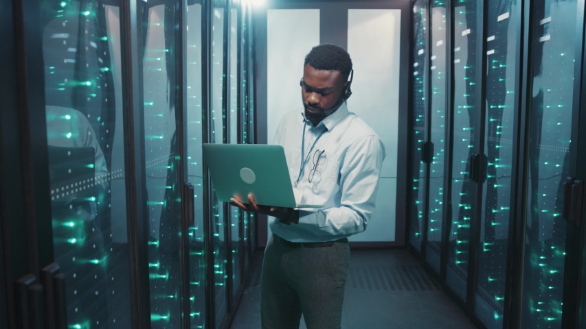 Server Technician Specialist Working On Stock Footage Video (100% ...