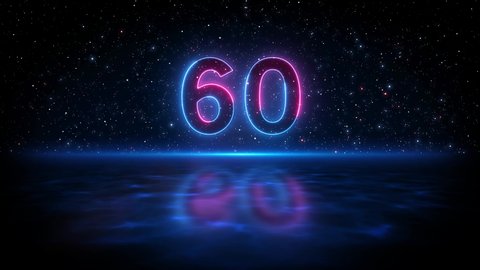 Neon Light 60 Seconds Countdown One Stock Footage Video (100% Royalty ...