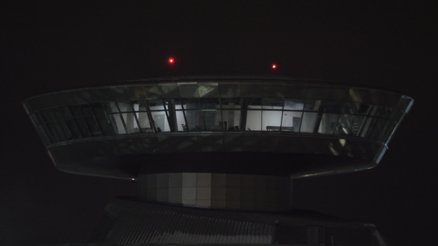 night view control tower airport red Stock Footage Video (100% Royalty ...
