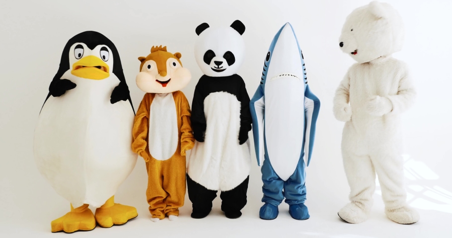 Group of Mascots Doing Party. Stock Footage Video (100% Royalty-free ...