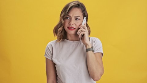 Confused Young Woman Red Lips Expressing Stock Footage Video (100% ...