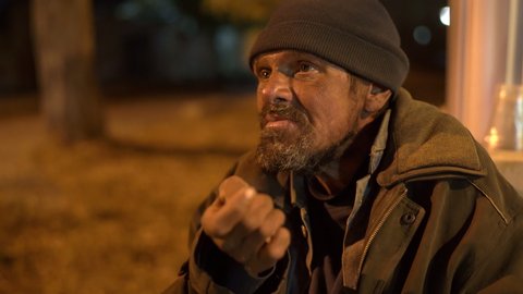 Face Lonely Cold Homeless Man On Stock Footage Video (100% Royalty-free ...