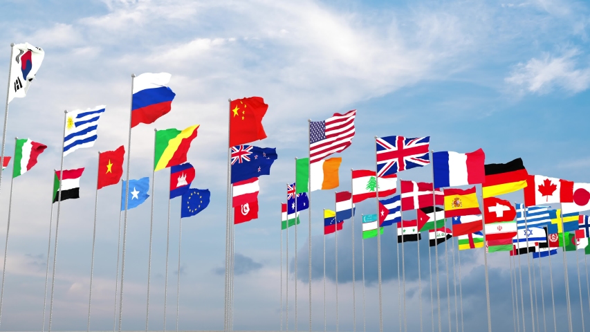 3d illustration flags world Stock Footage Video (100% Royalty-free ...