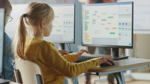 elementary school computer science classroom smart Stock Footage Video ...