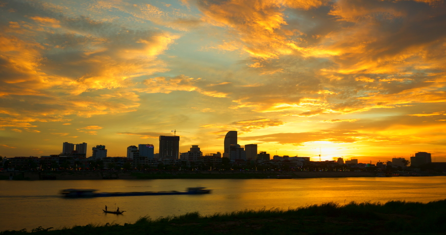 sunset time lapse tonle sap street Stock Footage Video (100% Royalty ...