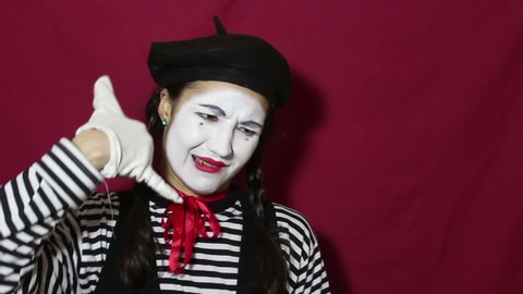 Beautiful Mime Girl Makes Hand Gesture Stock Footage Video (100% ...