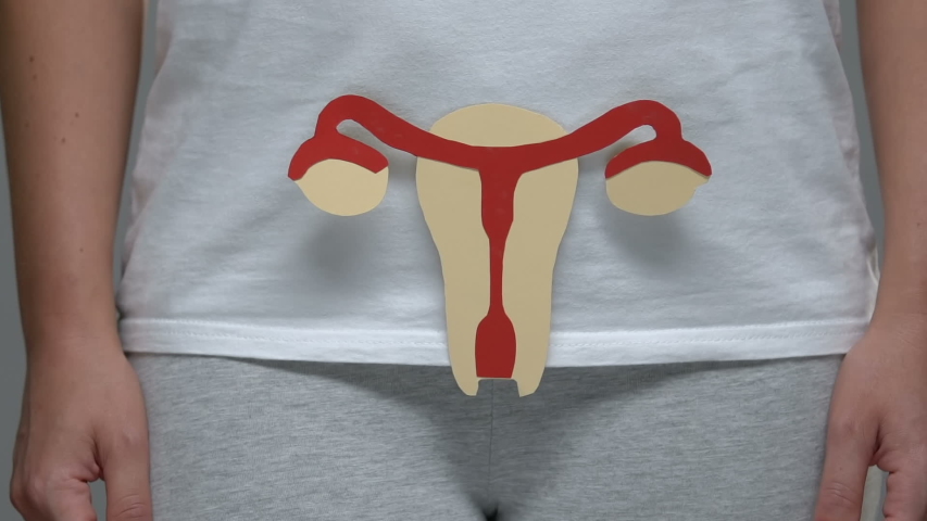 girl showing female reproductive system sign Stock Footage Video (100% ...