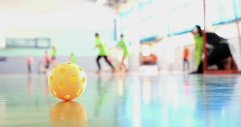 Floorball Match Small Floorball Players Children Stock Footage Video ...