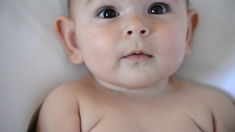 Smiling Portrait Cute Happy Baby Brown Stock Footage Video (100% ...