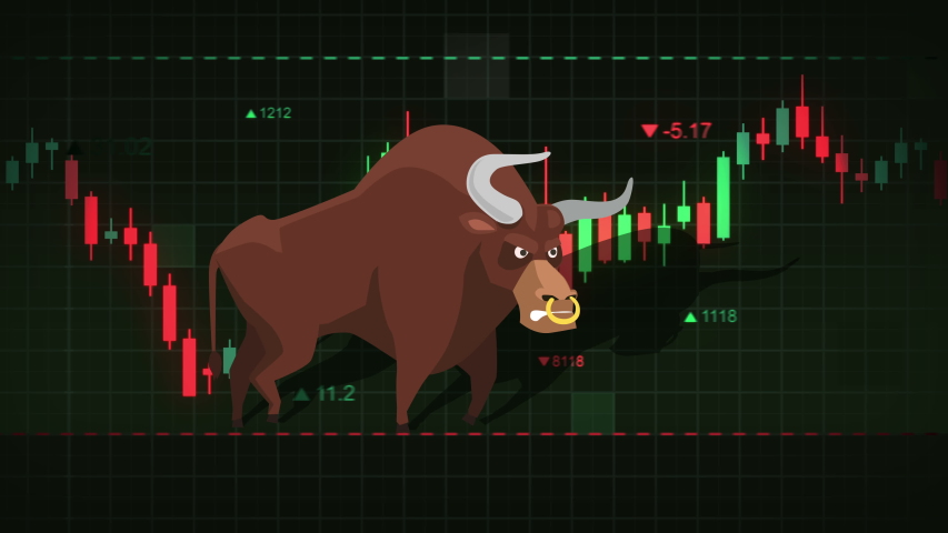 Bull Market Cartoon Concept Animation. Stock Footage Video (100% ...