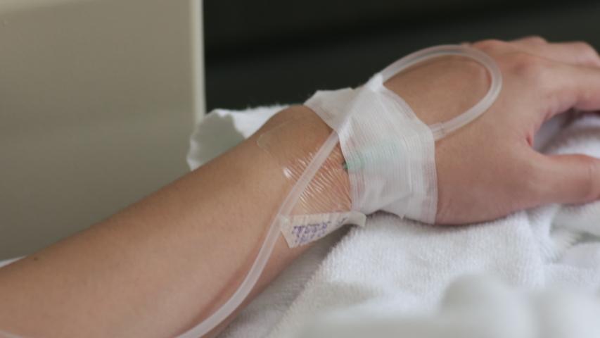 close-up patient's hand saline solution hospital Stock Footage Video ...
