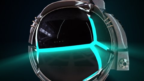 Cosmonaut Head Metal Helmet Closeup Neon Stock Footage Video (100% ...