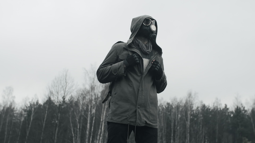 human gas mask military clothes standing Stock Footage Video (100% ...