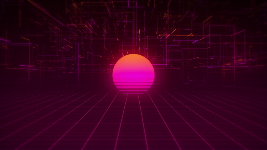 synthwave wireframe net top and bottom 80s Retro Futurism Background 3d illustration render ...