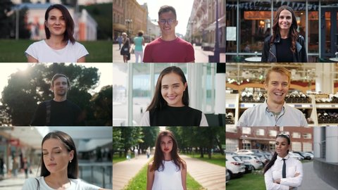 group diverse people on screen has Stock Footage Video (100% Royalty ...