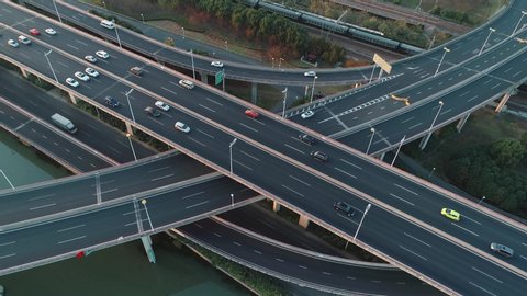 aerial drone view highway multi-level junction Stock Footage Video (100 ...