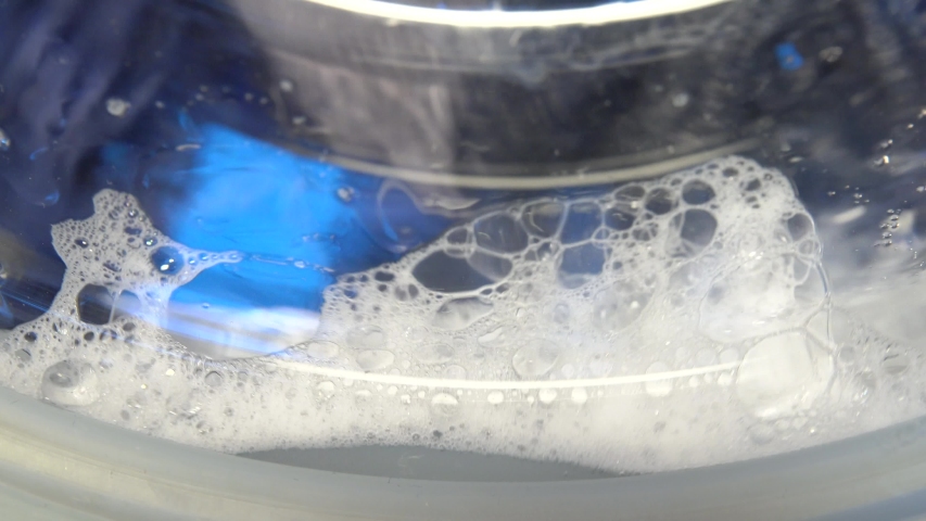 Washing Machine Operation Closeup Macro Foamy Stock Footage Video (100% ...