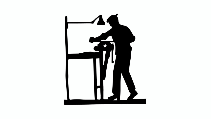 silhouette worker workbench Stock Footage Video (100% Royalty-free ...