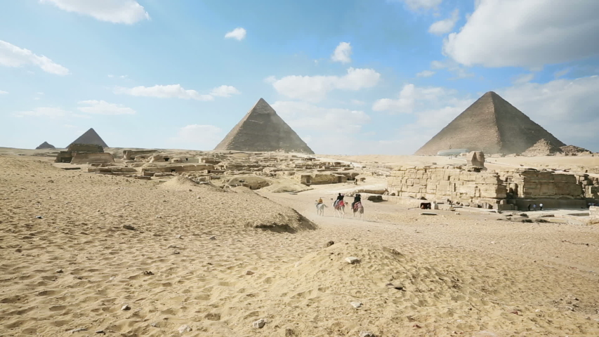 Desert landscape and Pyramids at Giza, Egypt image - Free stock photo ...