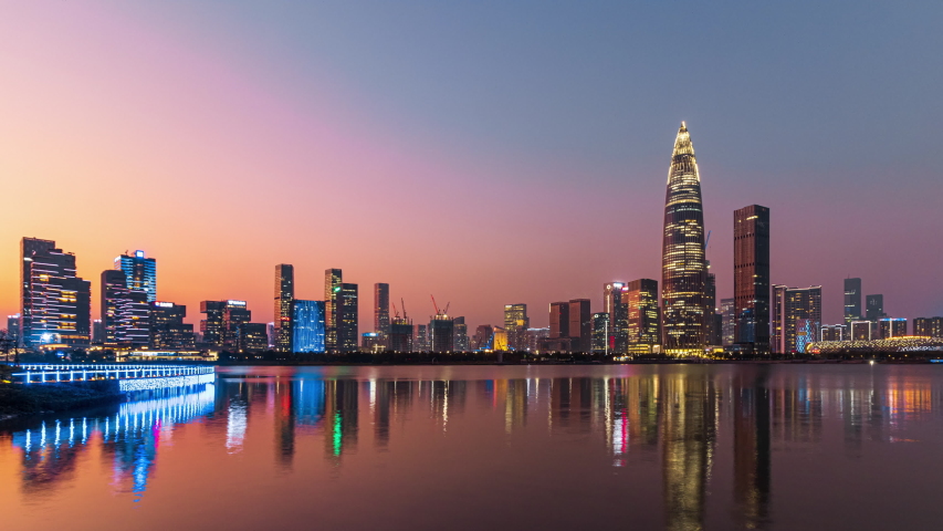 Shenzhen Bay View at night with lights image - Free stock photo ...