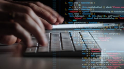 cinematic close hands typing code on Stock Footage Video (100% Royalty ...