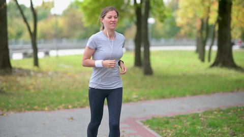 Girl Athlete Jogging Park Fitness Healthy Stock Footage Video (100% ...
