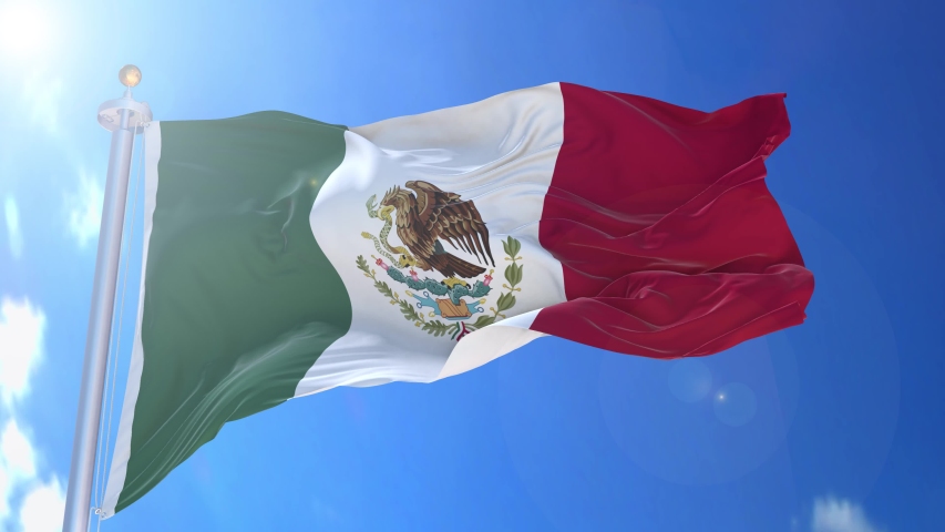 4k looping mexico flag flagpole waving Stock Footage Video (100% ...