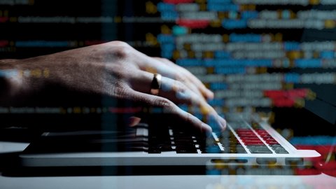 Cinematic Close Hands Typing Code On Stock Footage Video (100% Royalty ...