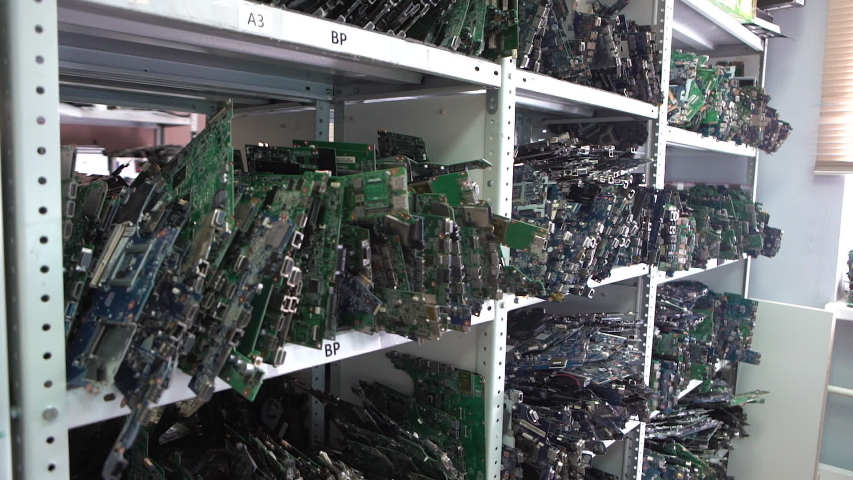 rack cabinet shelves lots motherboards Stock Footage Video (100% ...