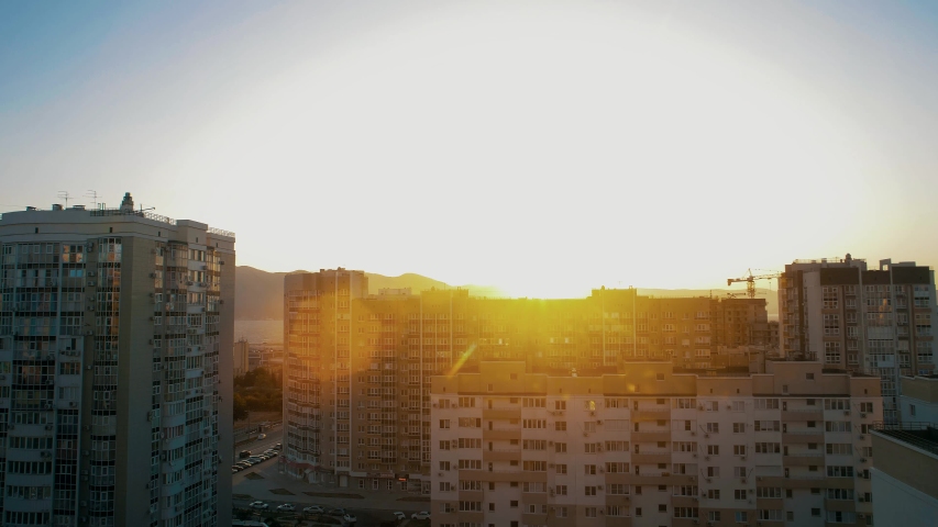 Sunrise Over the High-rise Buildings Stock Footage Video (100% Royalty ...