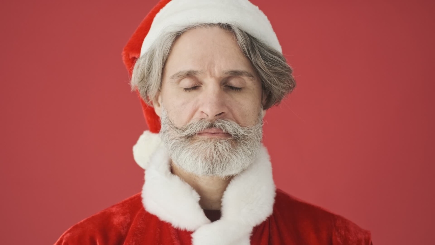 little girl whispering santa's ear telling Stock Footage Video (100% ...