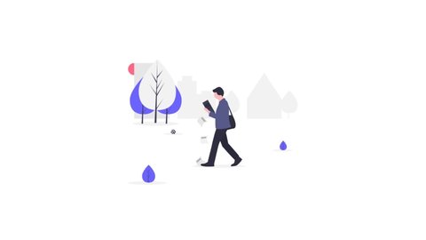 Animation Flat Character Absorbed Illustration User Stock Footage Video ...