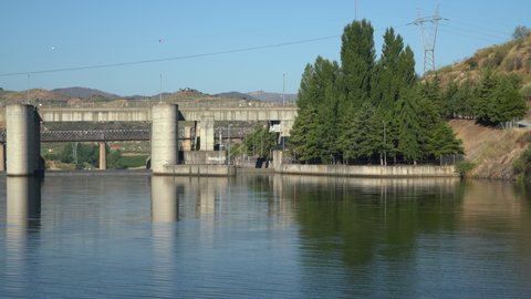 Barragem Do Pocinho Dam Distance River Stock Footage Video (100% ...