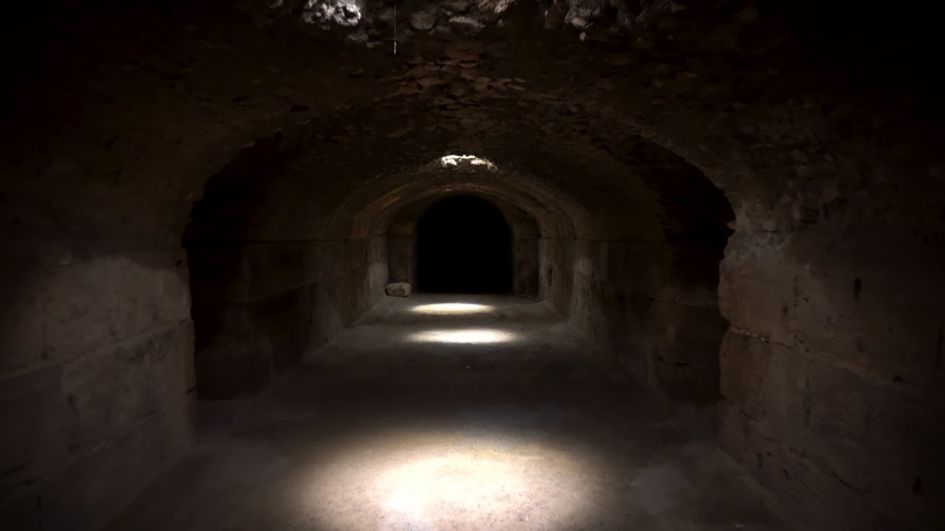 passage through dark roman basement ancient Stock Footage Video (100% ...