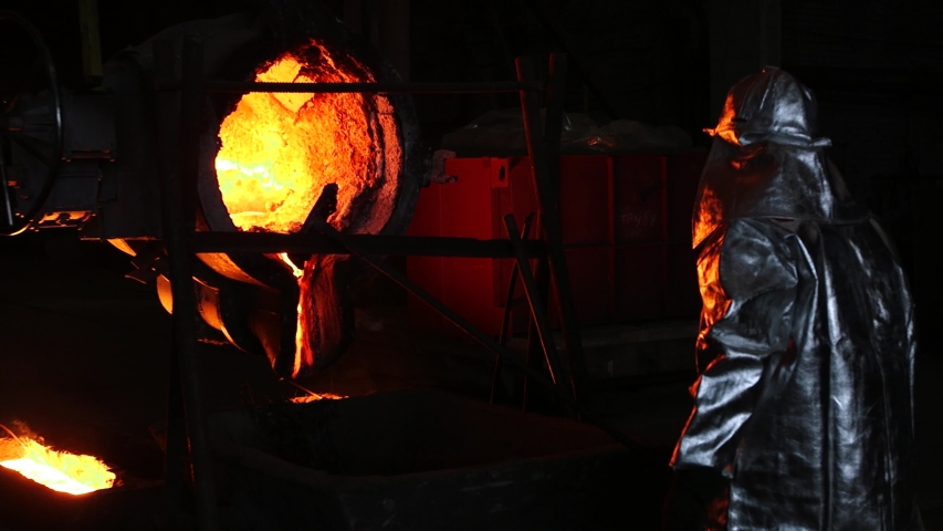 Iron and Steel Works. Pouring Stock Footage Video (100% Royalty-free ...