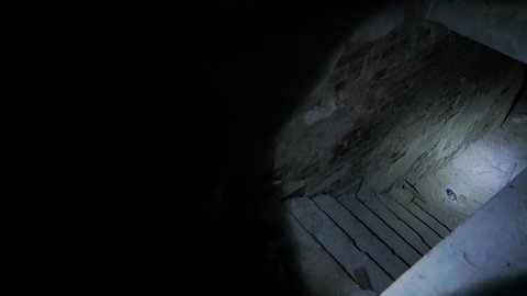 Light Lantern Dark Scary Basement Illuminates Stock Footage Video (100% ...