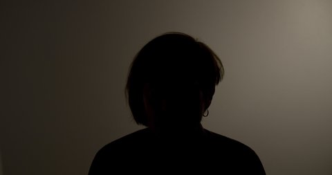 Silhouette Woman Giving Anonymous Interview Dark Stock Footage Video ...