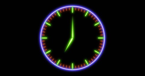 Glowing Neon Analog Clock On Transparent Stock Footage Video (100% ...