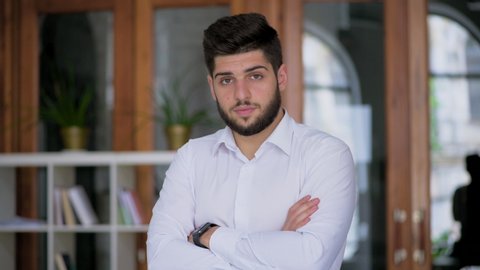 Portrait Handsome Jewish Businessman Smiling Winking Stock Footage ...