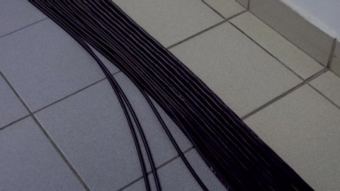 Cable Installation Corridor Cable On Floor Stock Footage Video (100% ...