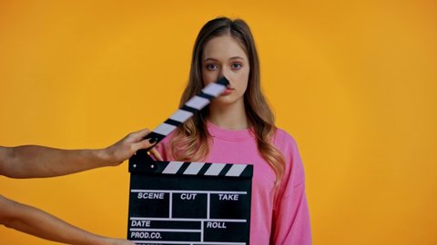 Scared Actress Shooting Movie Scene Young Stock Photo 373017736 ...