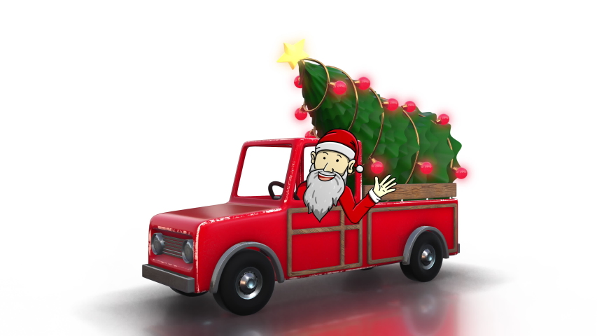 santa claus driving red truck christmas Stock Footage Video (100% ...