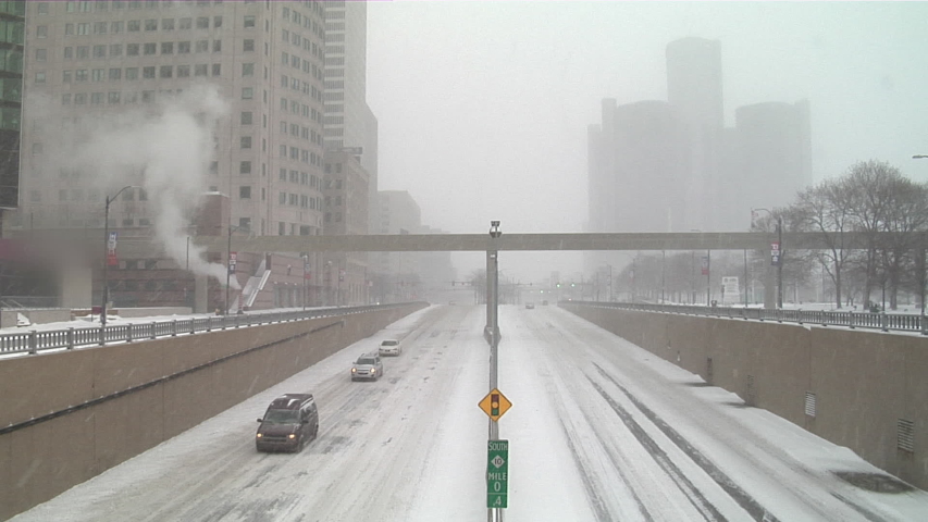 Snow Falls On Downtown Detroit, Stock Footage Video (100% Royalty-free ...
